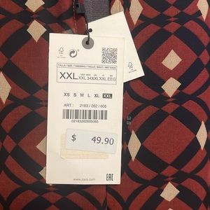 Zara | Dresses | Zara Sadie Dress Burgundy With Black Design New With ...